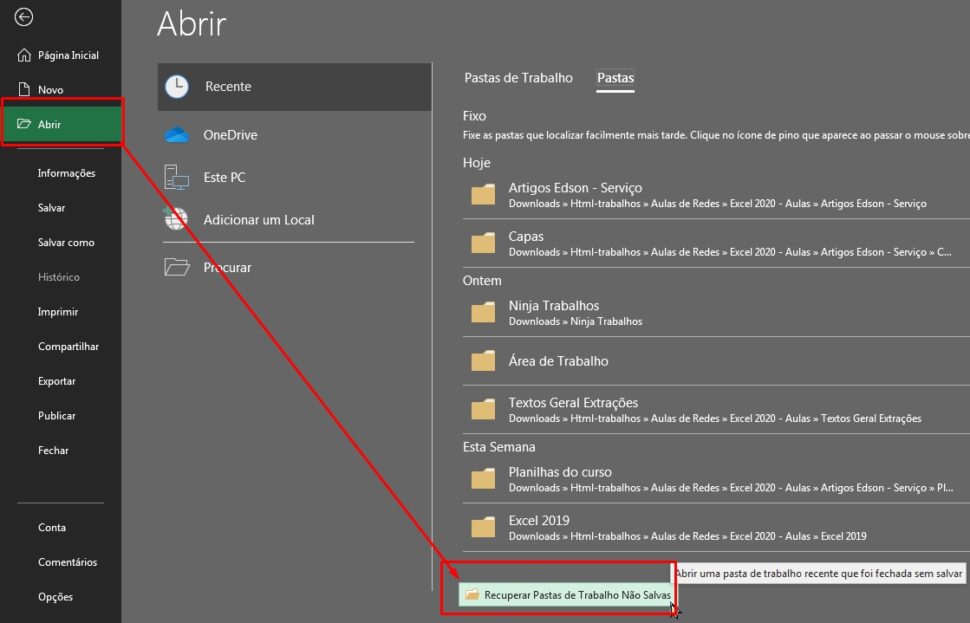 Como Recuperar Arquivos do Excel - Ninja do Excel