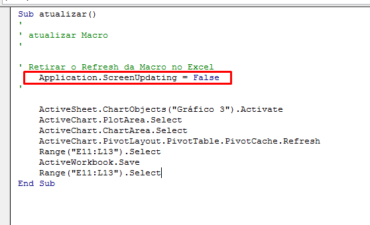 Retirar o Refresh da Macro no Excel - Ninja do Excel