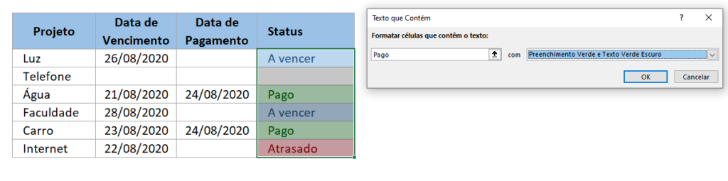 Como Alterar a Cor da Célula Conforme o Status - Ninja do Excel
