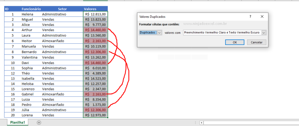 Como Encontrar Valores Duplicados no Excel - Ninja do Excel