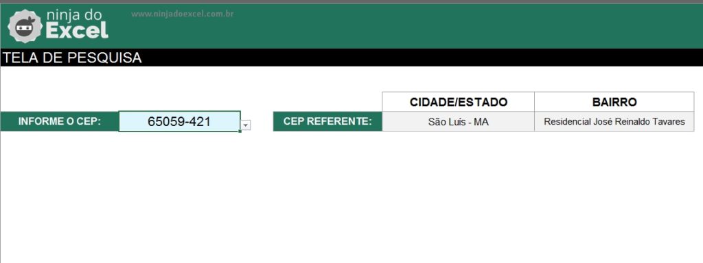 Planilha de Busca de CEP no Excel - Ninja do Excel