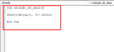 Como Selecionar um Conjunto de Abas do Excel com VBA