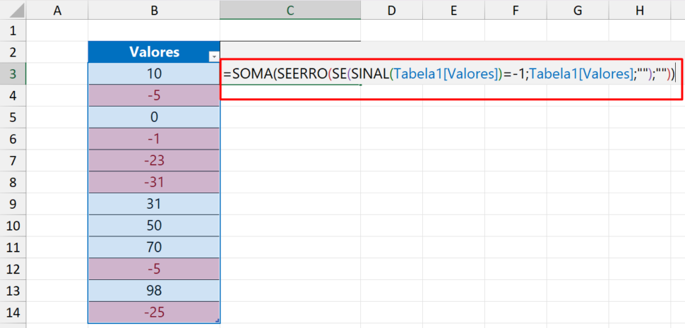 Somar Números Negativos no Excel [Planilha Pronta] - Ninja do Excel
