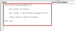 Como Deslocar Linhas Para Baixo no VBA - Ninja do Excel
